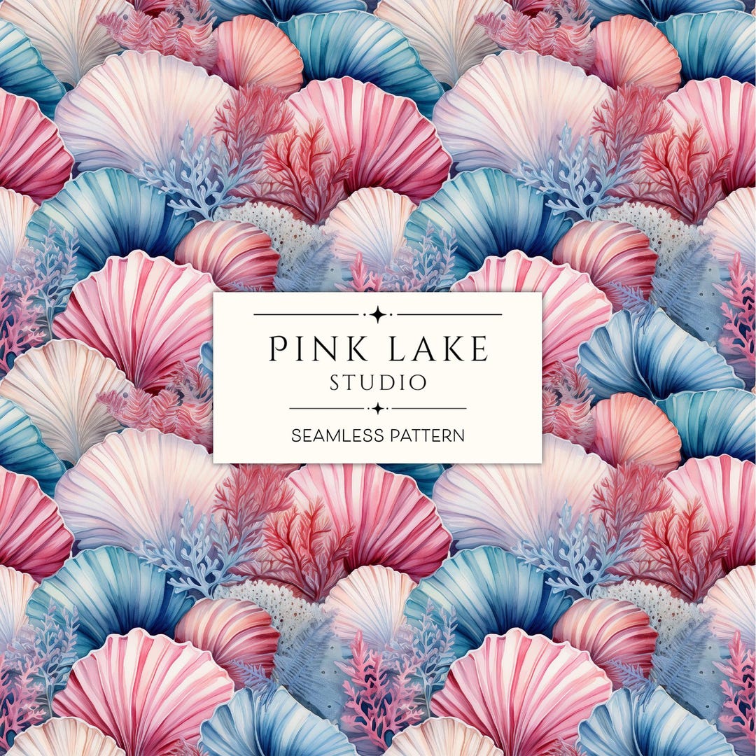 Watercolor Seashell Digital Paper, Coral Reef Pattern (digital Download ...