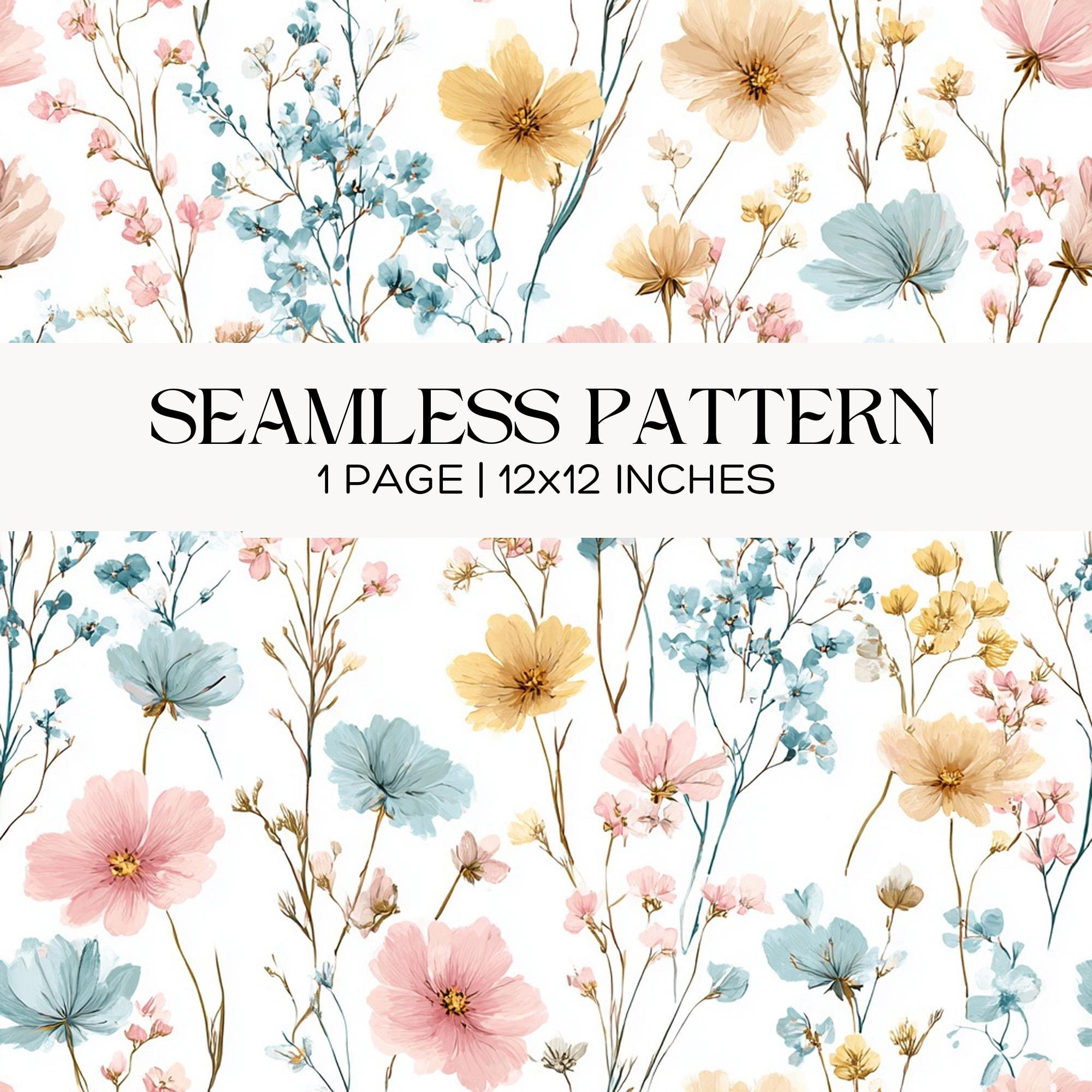 Pastel Wildflower Seamless Pattern, Watercolor Floral Fabric Design ...