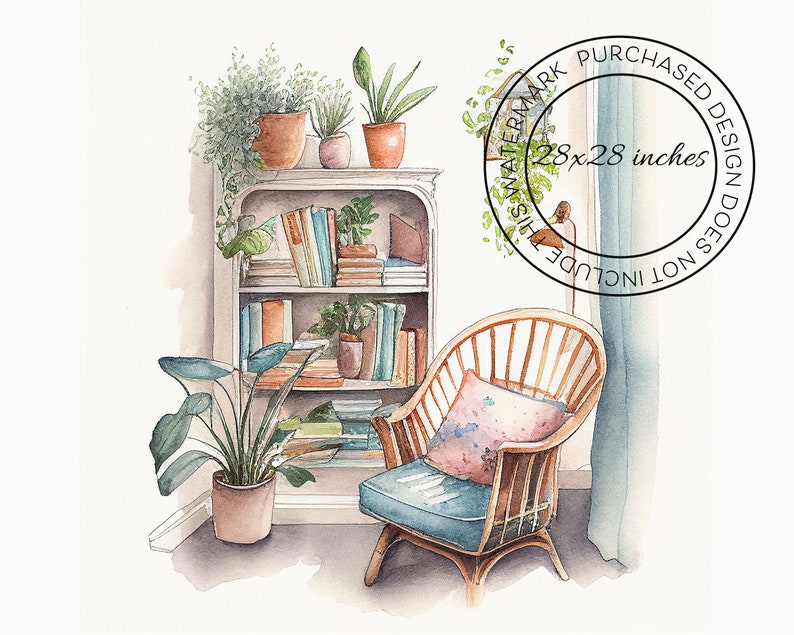 Watercolour Home Library Wall Art Set Cozy Reading Corner - Etsy
