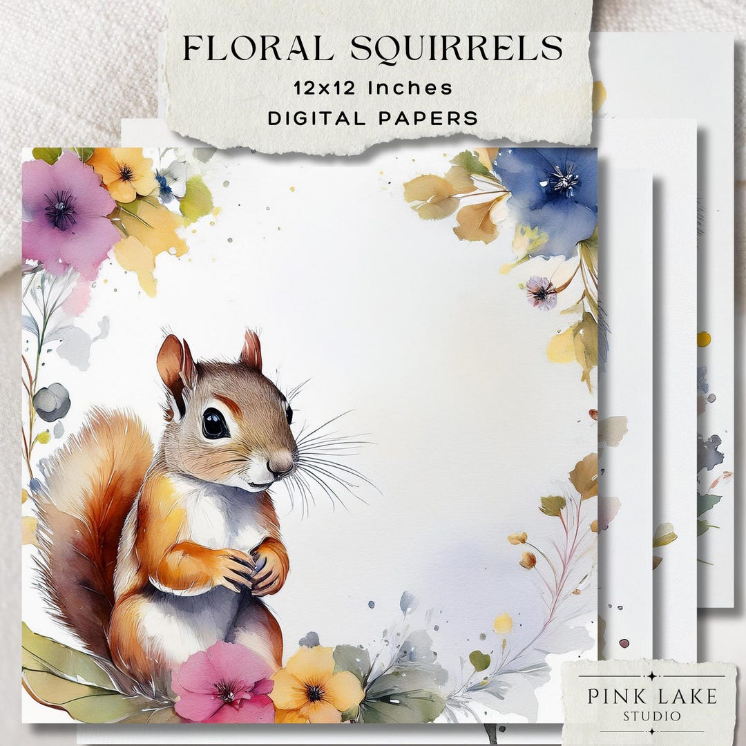 Watercolour Squirrel Wall Art Printable, Woodland Nursery Decor, Baby ...