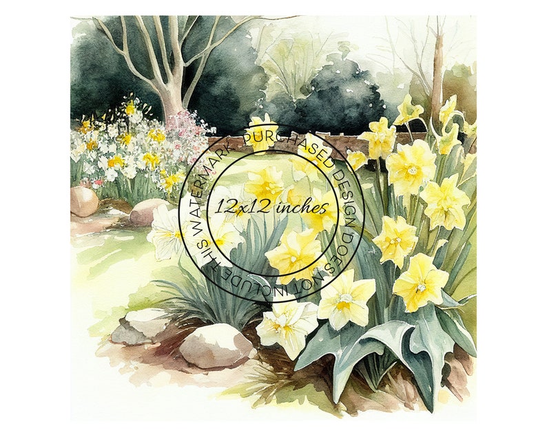 Yellow Daffodil Garden Backgrounds, Daffodil Clipart, Daffodil Wall Art ...