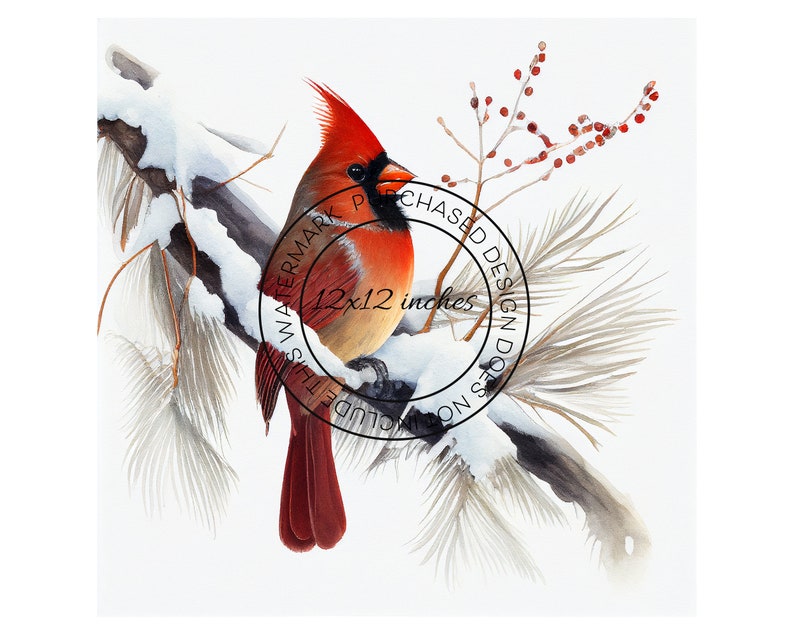 Cardinal Art Print, Winter Wall Decor, Bird Printable Winter Art Set of ...