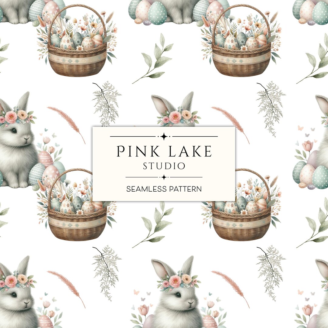 Easter Bunny Seamless Pattern, Digital Paper for Spring Crafts, Cute ...