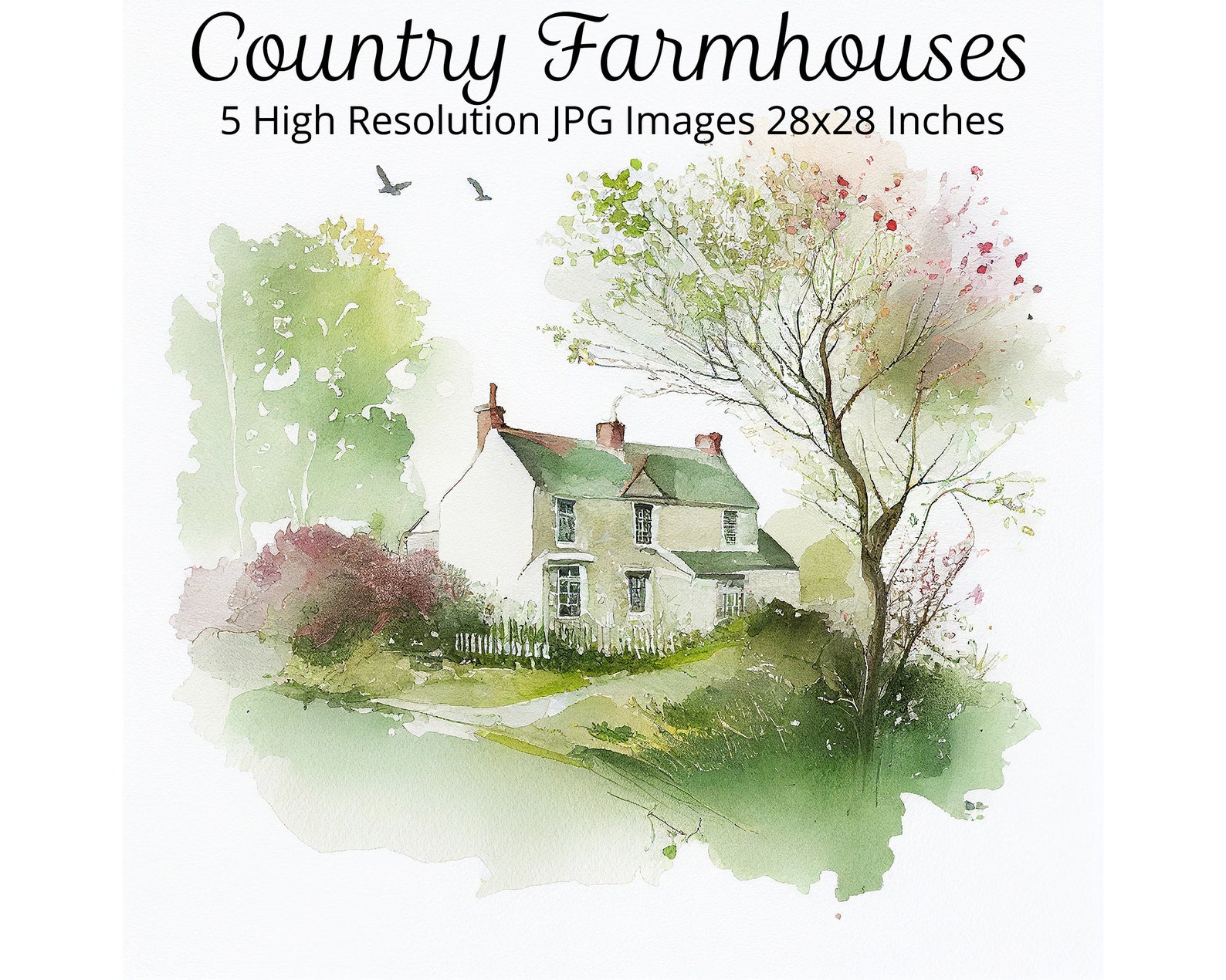 Farmhouse Wall Art Set of 5, Farmhouse Poster, Watercolour Country ...