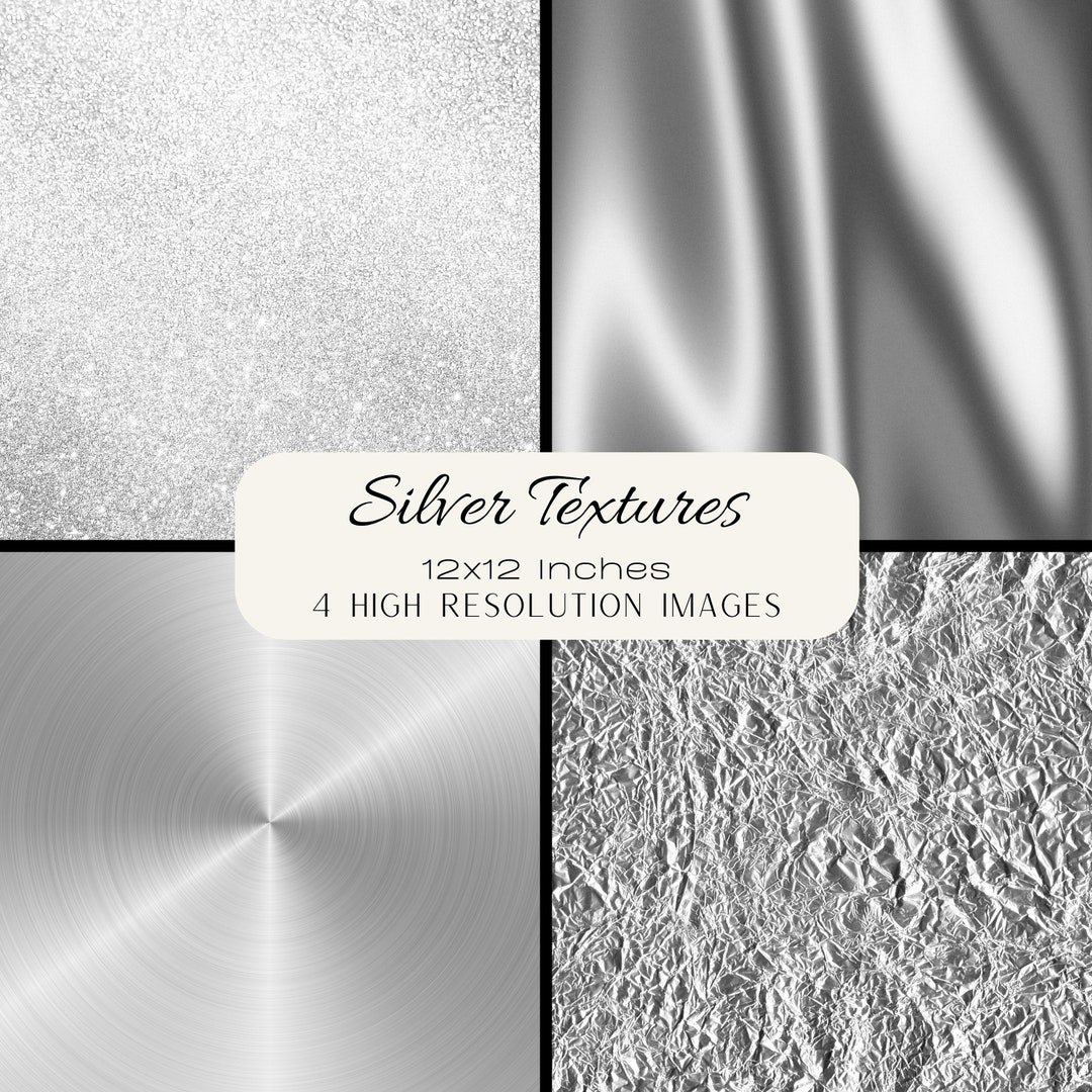 Silver Texture Digital Paper, Silver Foil, Brushed Metal, Silver ...