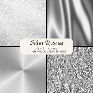 Silver Texture Digital Paper, Silver Foil, Brushed Metal, Silver ...
