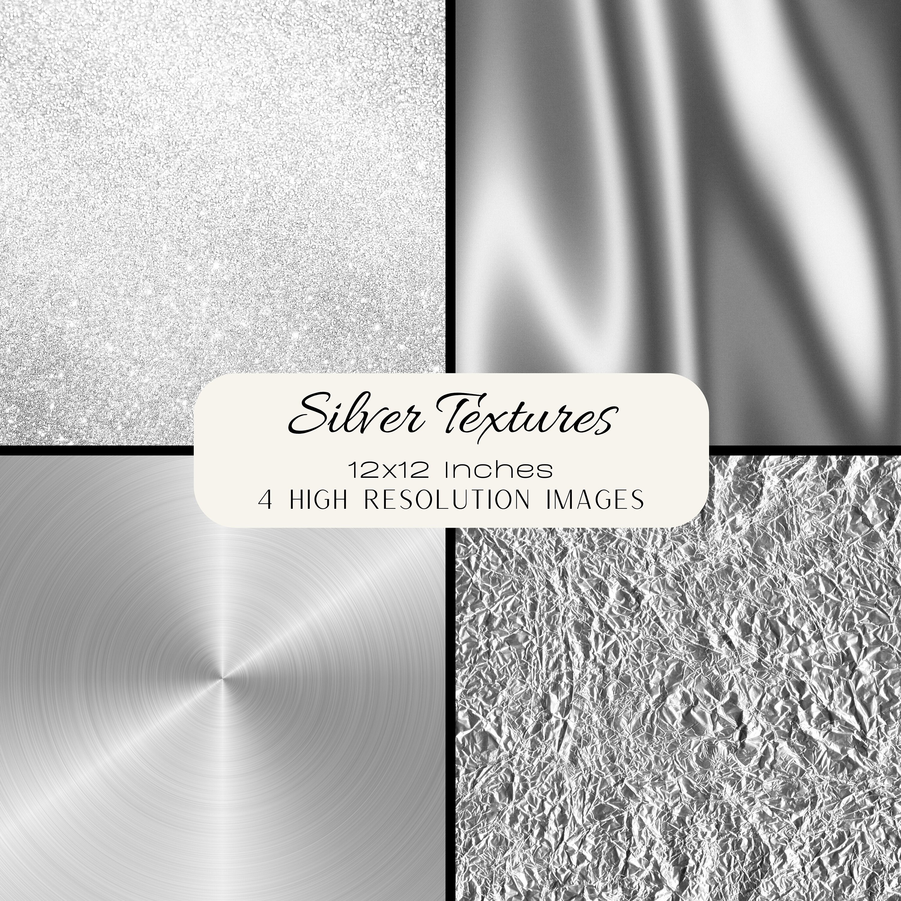 Silver Texture Digital Paper, Silver Foil, Brushed Metal, Silver ...