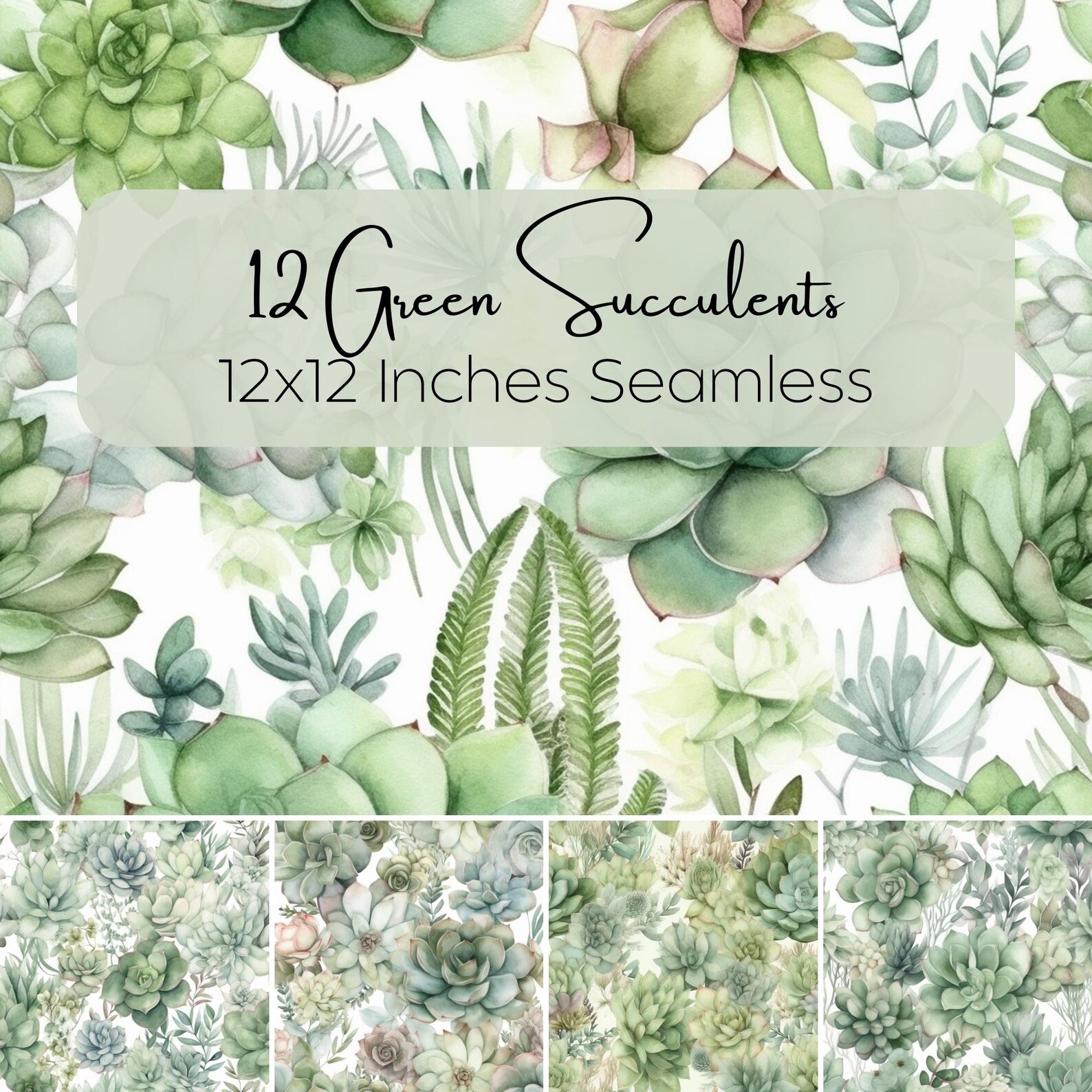 Seamless Succulent Patterns, Digital Paper Bundle, Scrapbooking Paper ...