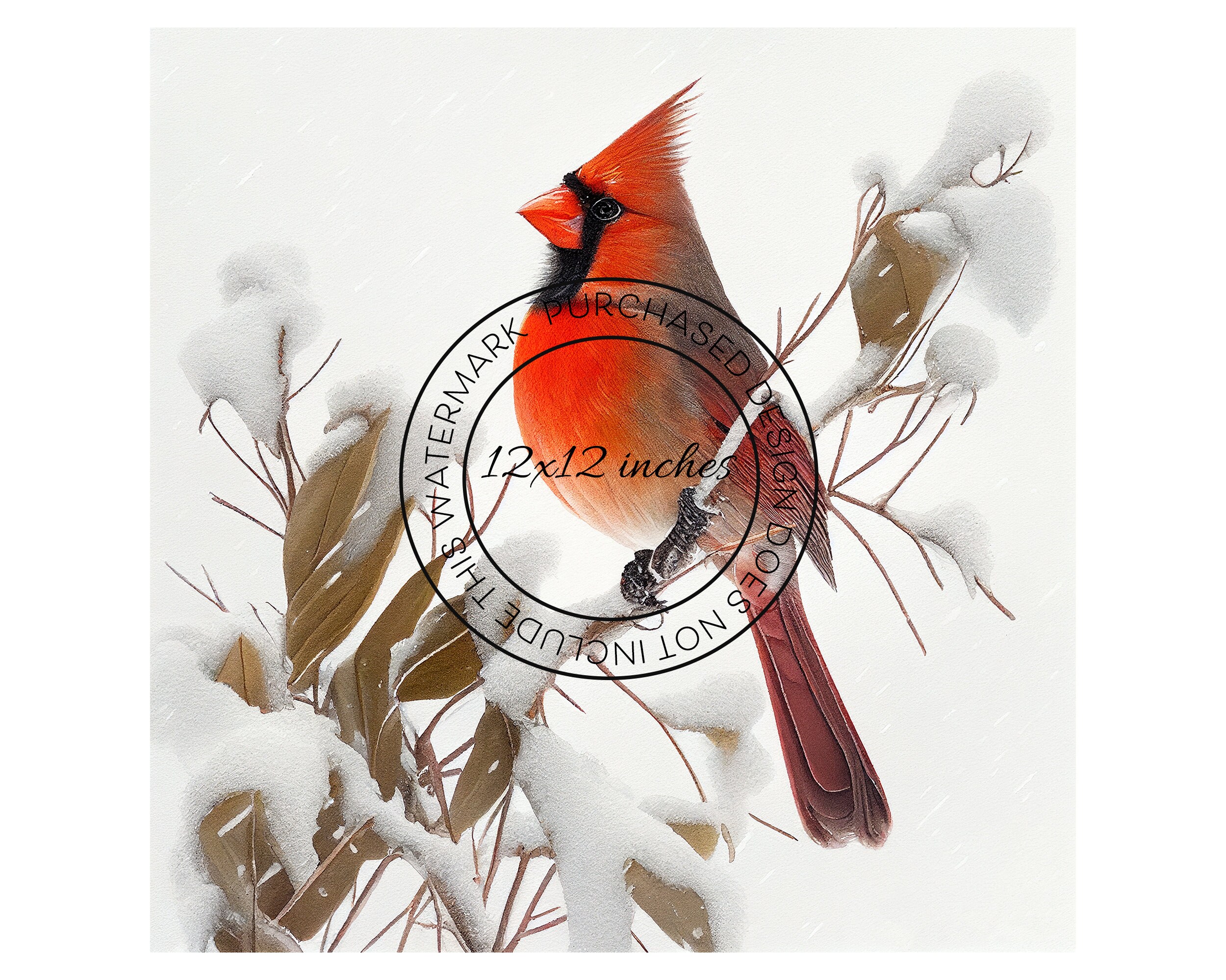 Cardinal Art Print Winter Wall Decor Bird Printable Winter - Etsy