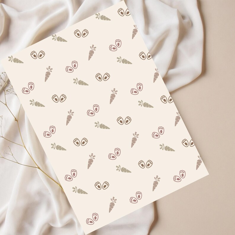 Bunny Trail Easter Digital Paper Pack, Bunny and Carrot Seamless ...