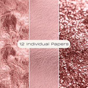 Rose Gold Textures Digital Paper, Foil Backgrounds, Rose Gold Foil ...