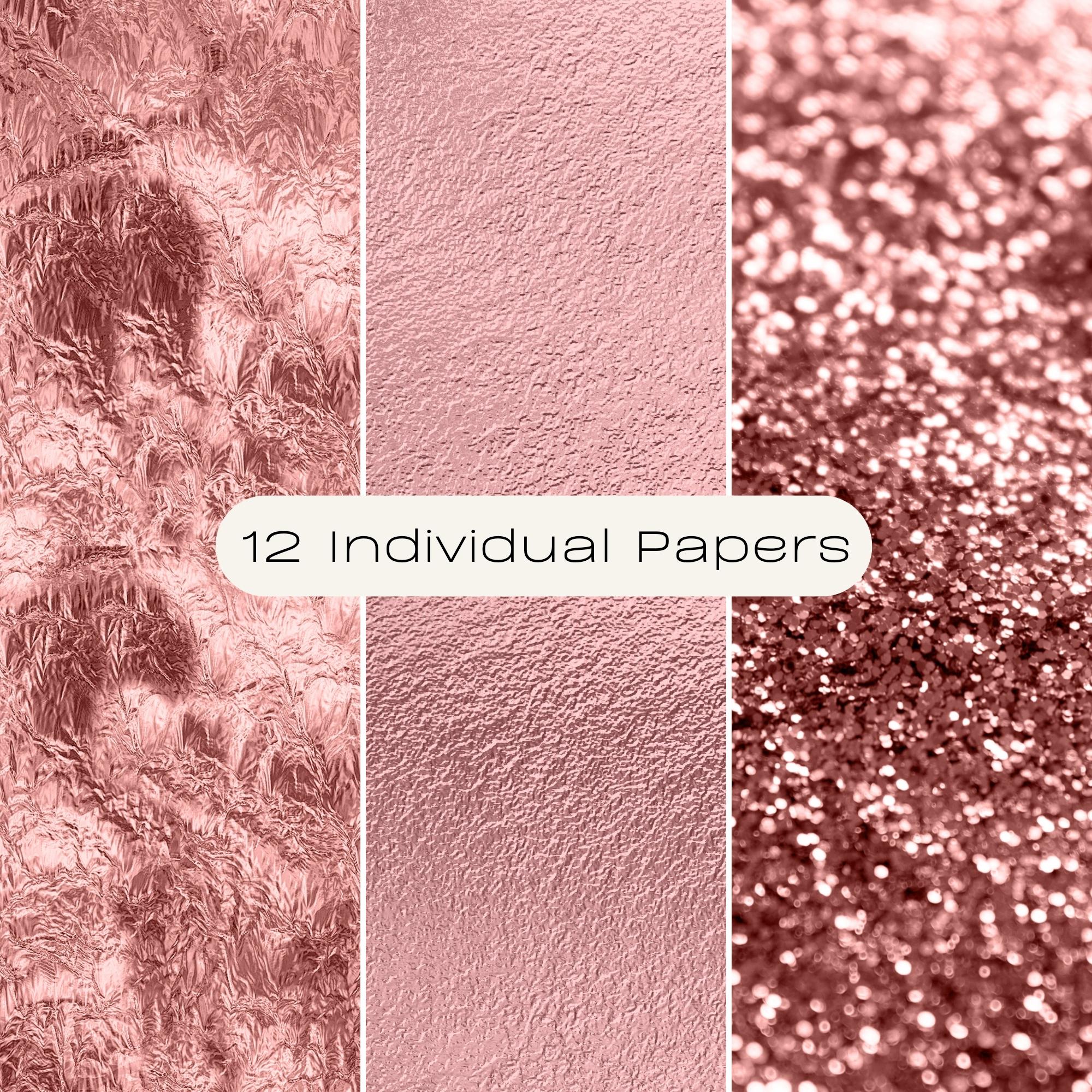 Ose Gold Glitter Digital Paper Pack, Pink Foil Backgrounds, Metallic ...