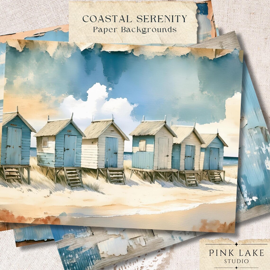 Coastal Beach Digital Paper, Nautical Scrapbook Pages (digital Download ...