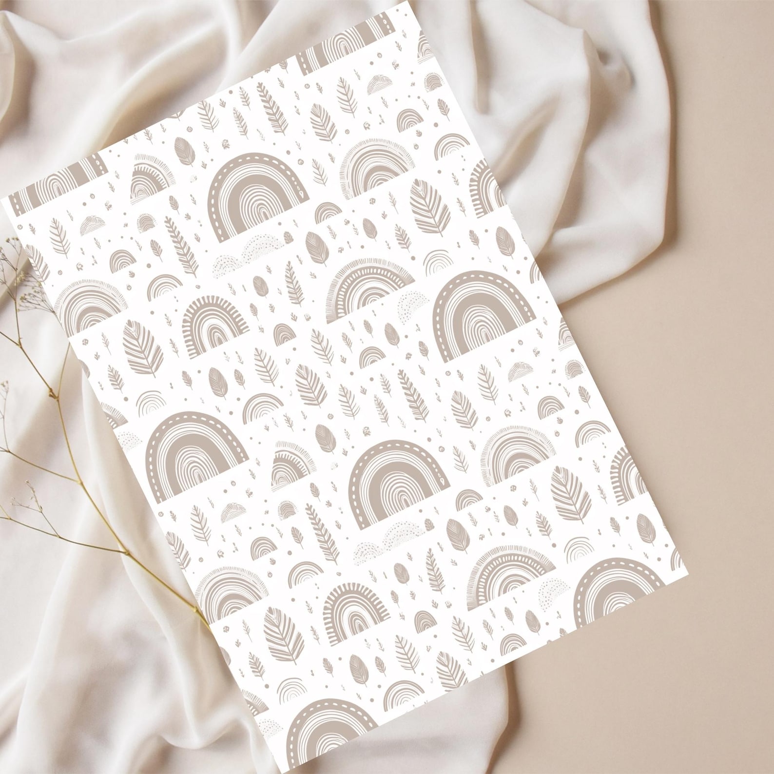 Boho Rainbow Seamless Paper Set, Scandinavian Patterns (digital ...