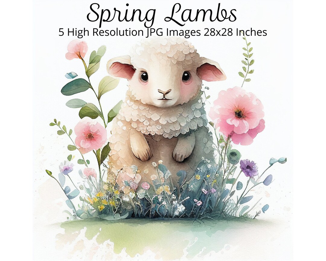 Spring Lamb Clipart Baby Sheep Cute Farm Animals Floral - Etsy