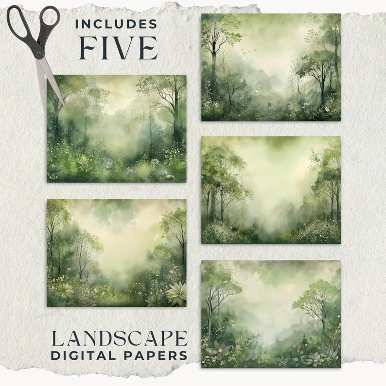Sage Forest Junk Journal Pages, Nature Digital Scrapbook Paper ...