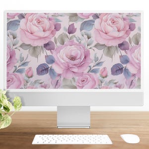 Pink Rose Seamless Pattern, Digital Floral Paper, Romantic Rose Fabric ...