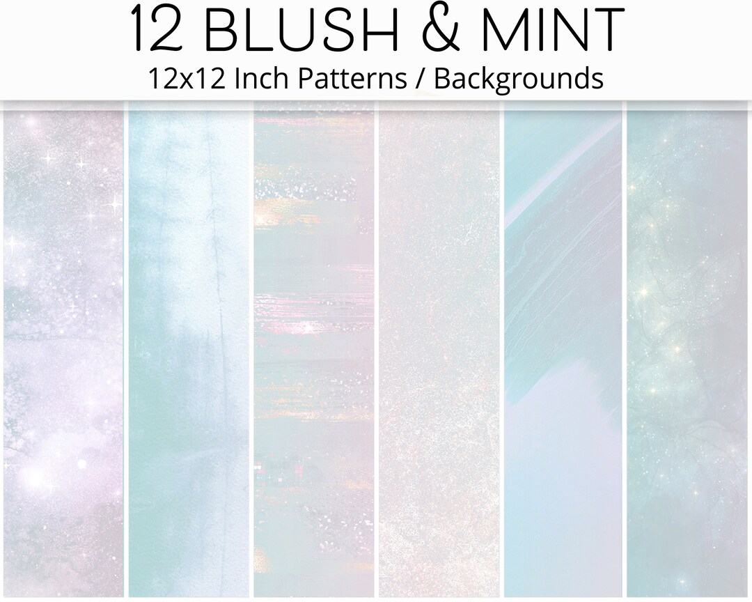 Blush Pink and Mint Digital Paper, Watercolour Background, Pastel ...
