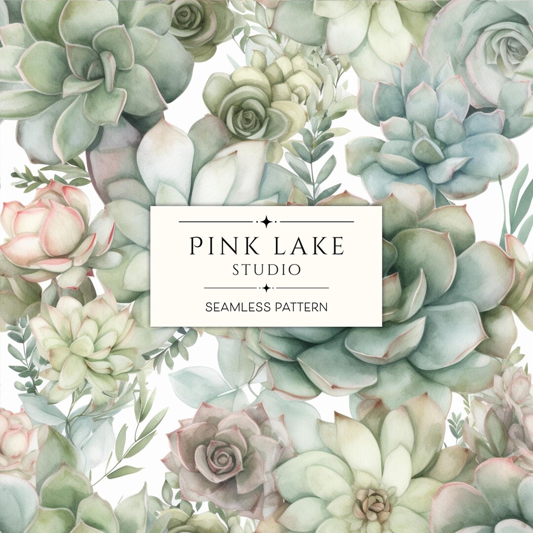 Large Succulent Seamless Pattern, Watercolor Succulent Plant Repeat ...