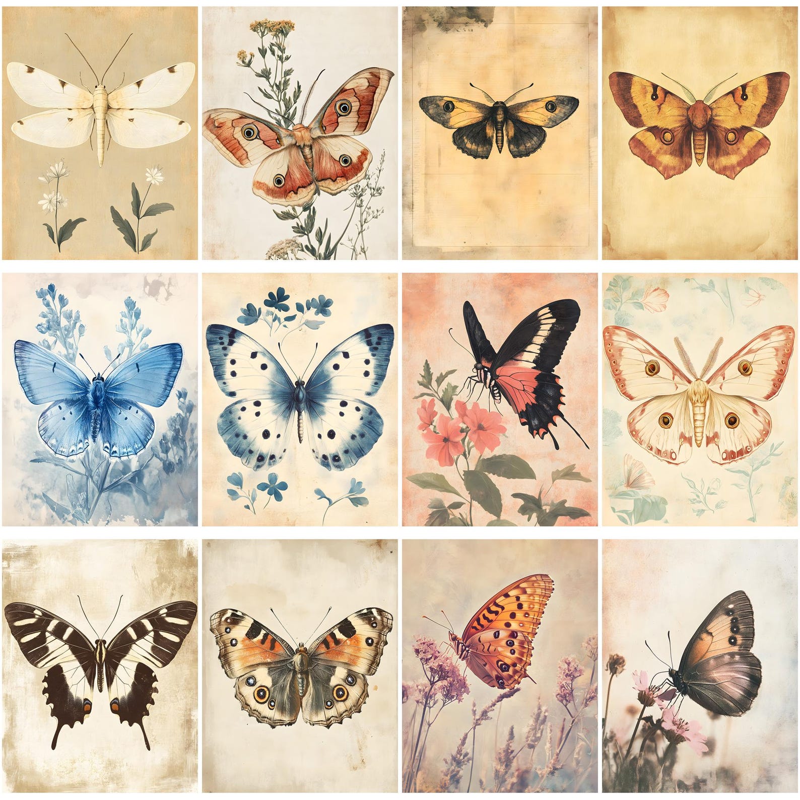 Vintage Butterfly Junk Journal Kit, Antique Butterfly Ephemera ...