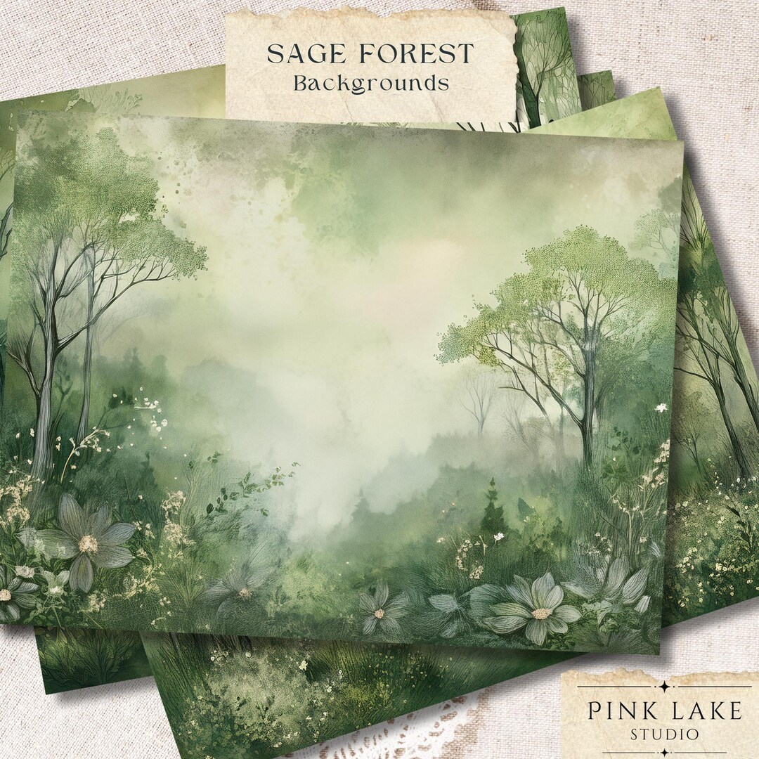 Sage Forest Junk Journal Pages, Nature-themed 8.5x11 Digital Scrapbook ...