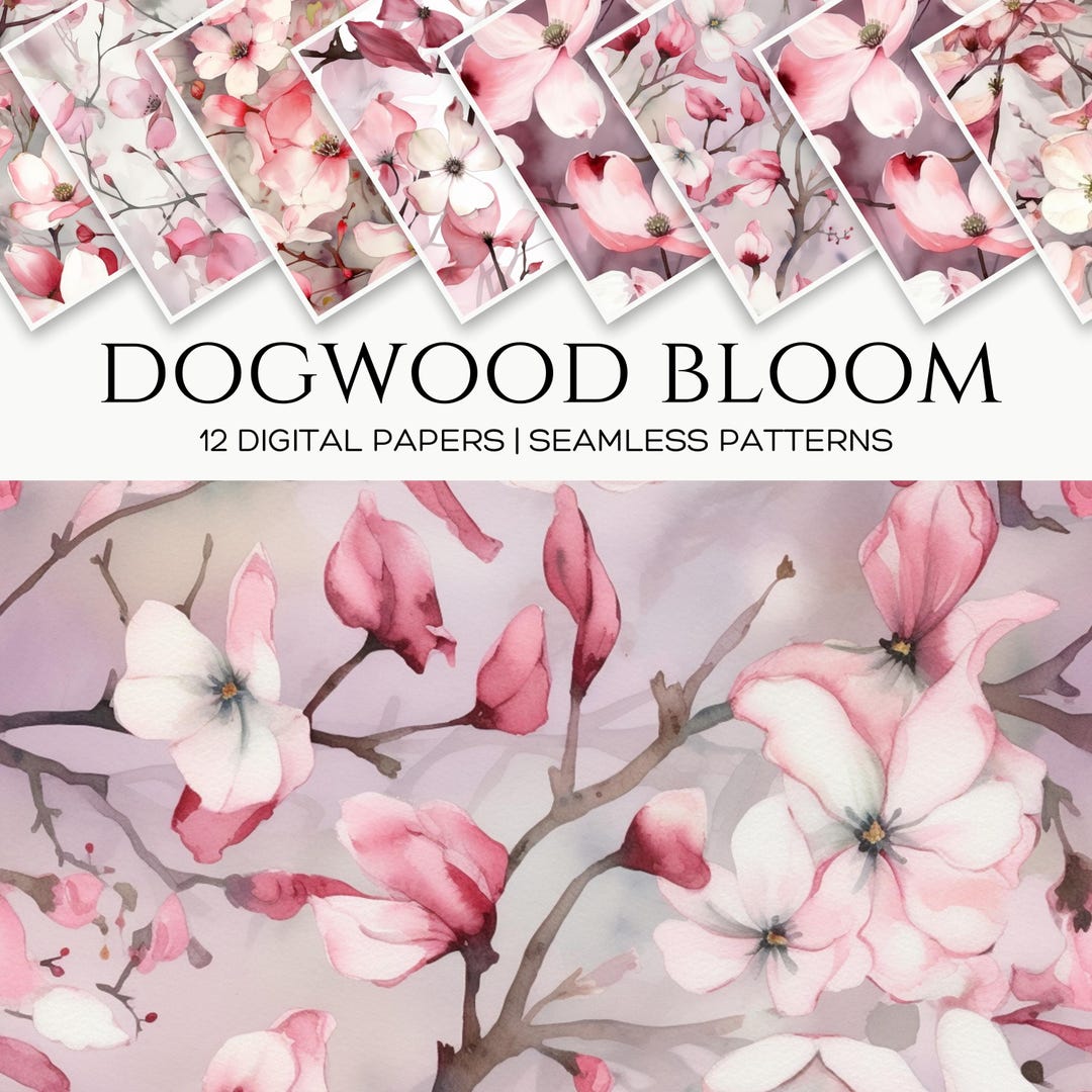 Dogwood Floral Seamless Pattern, Exotic Blooms, Digital Paper (JPG) - Etsy