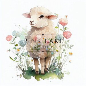 Spring Lamb Clipart, Baby Sheep, Cute Farm Animals, Floral Crown ...
