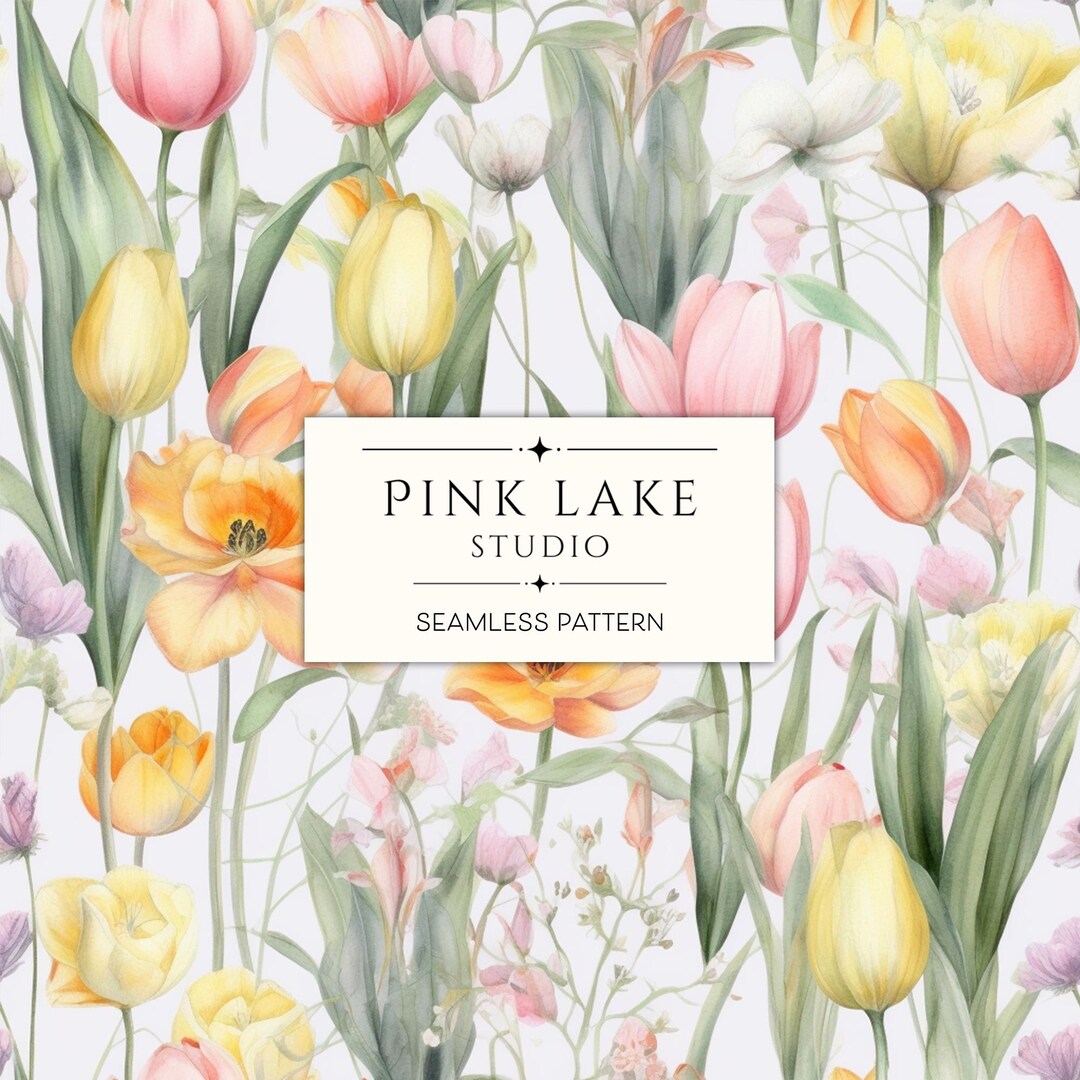 Tulip Seamless Pattern, Mixed Flowers Digital Paper, Tulip Repeat Print ...