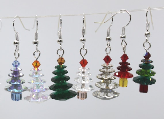 Swarovski Crystal Christmas Tree Earrings Christmas - Etsy