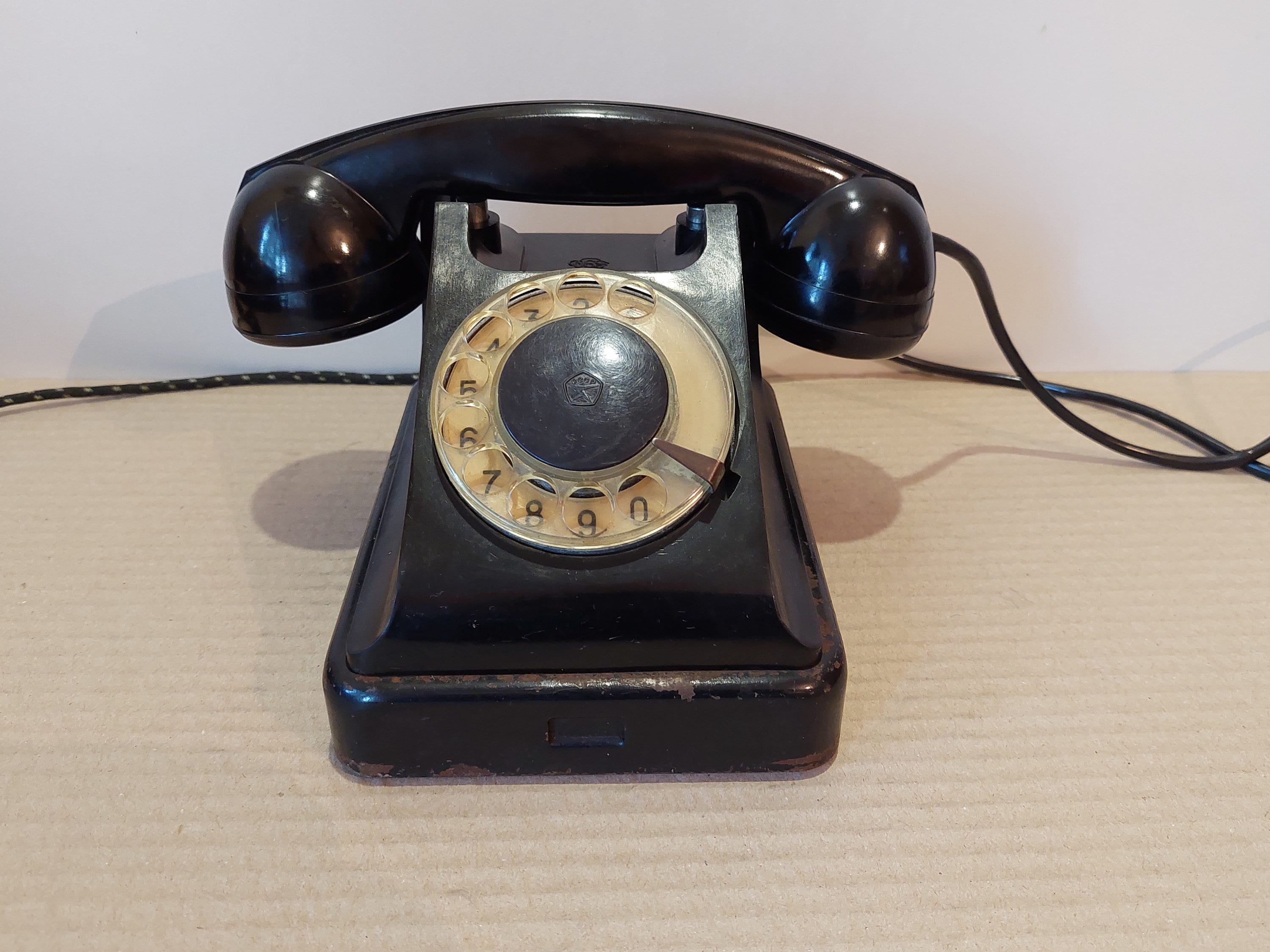 Soviet Black Bakelite Rotary Telephone VEF 1950's 27 . USSR Vintage ...