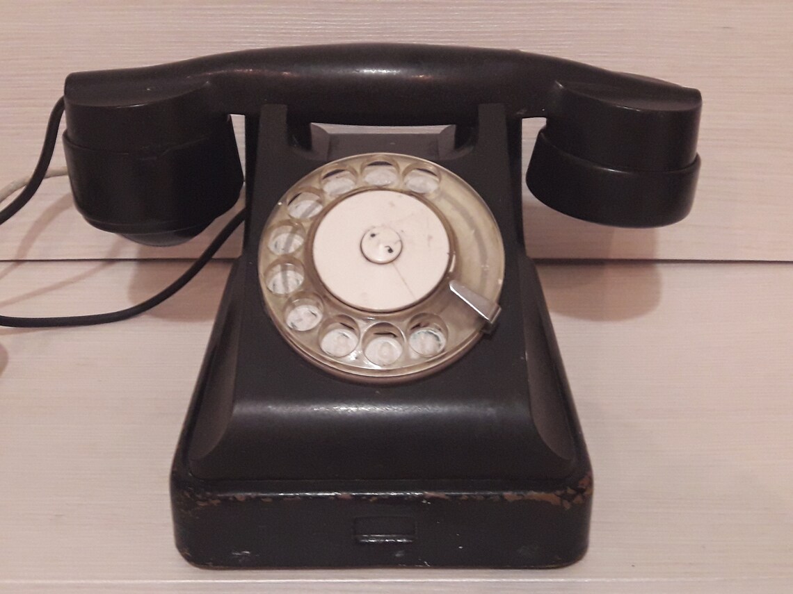 Soviet Black Bakelite Rotary Phone VEF 1950's Vintage - Etsy UK