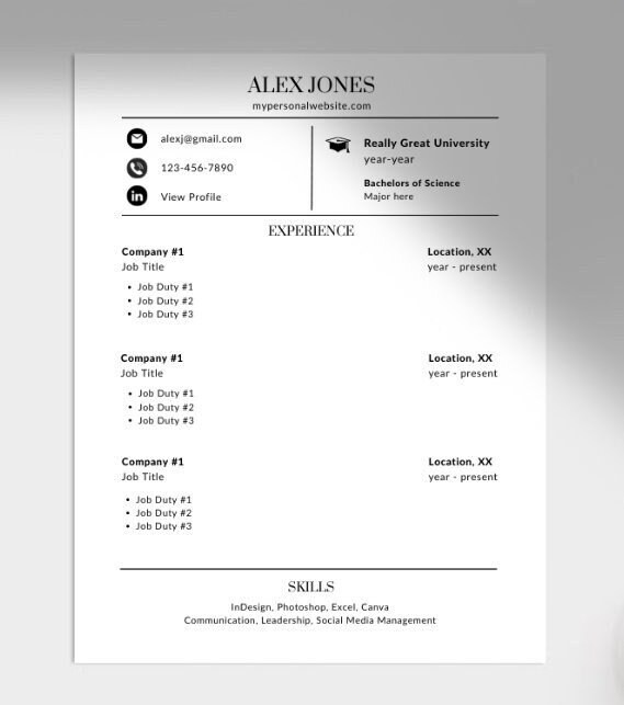 Basic Resume Template - Etsy