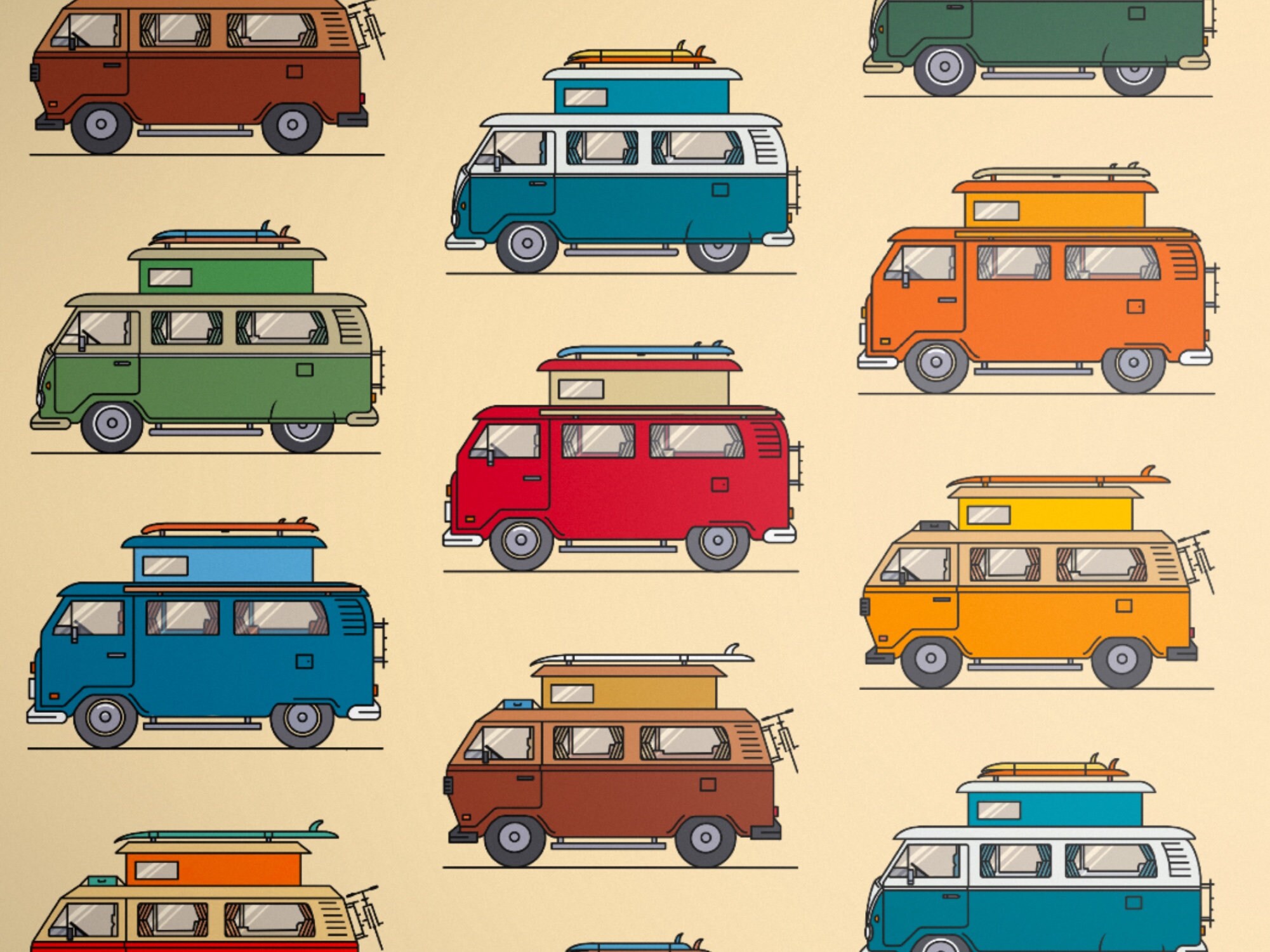 Vintage Art Picture for Hanging Camper Van Poster Art Gift Present Vw ...