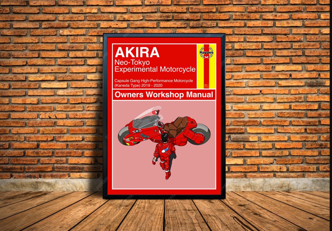 Akira × Haynes Manual Style A3 Poster – Kaneda’s Bike – Retro 80s Anime ...