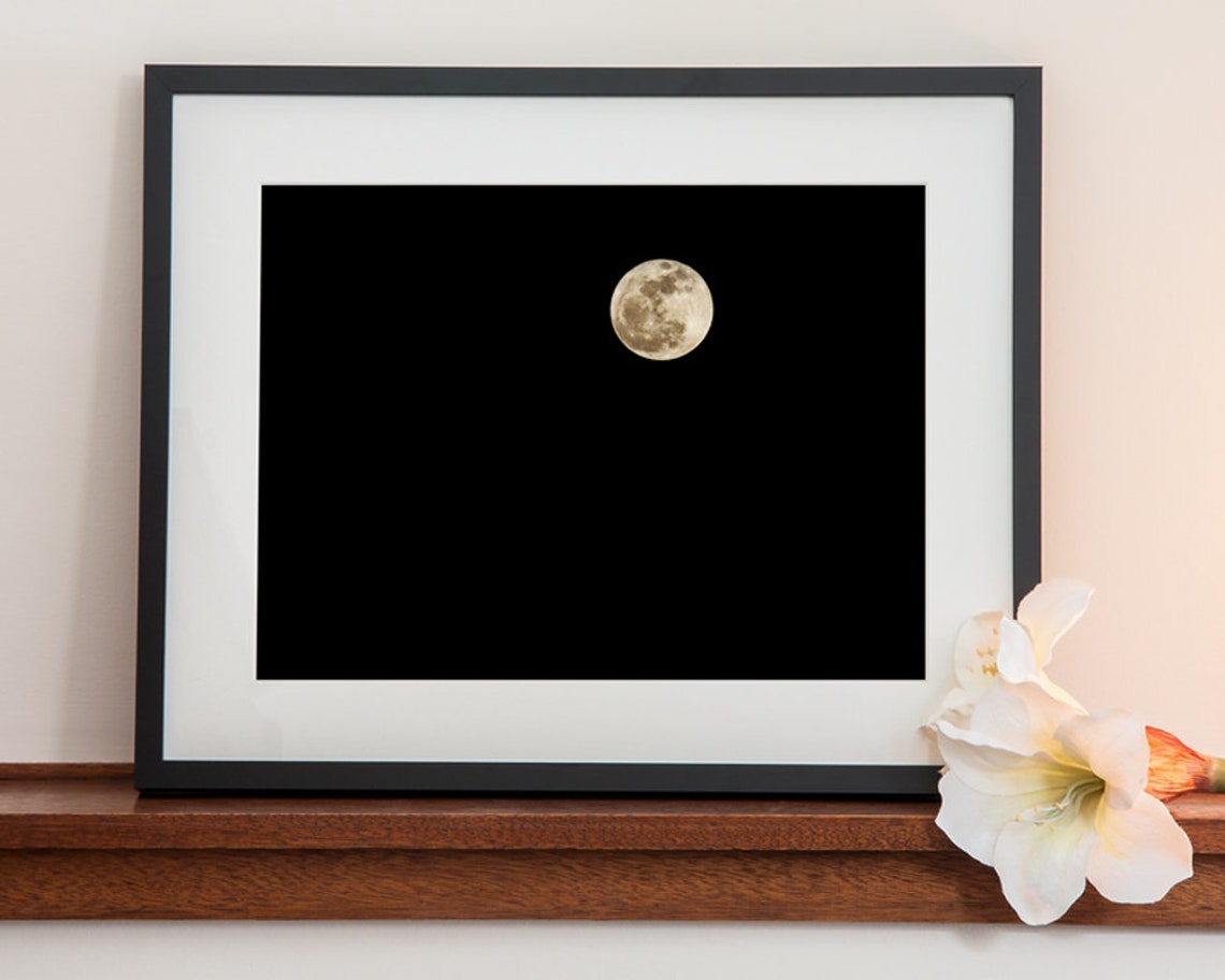 Full Moon in the Black Night Sky, Moon Photography Print, Wall Art ...