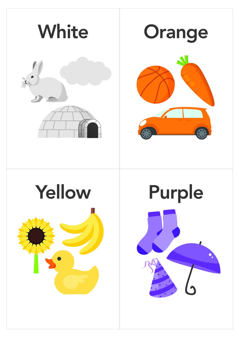 Colours Flash Cards, Digital Download, Color Chart, Educational Game ...