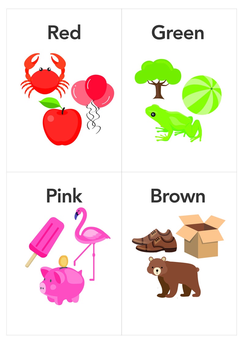 Colours Flash Cards, Digital Download, Color Chart, Educational Game ...