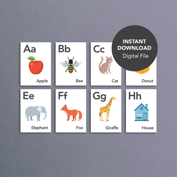Alphabet Flash Cards Instant Download ABC Flash Cards - Etsy