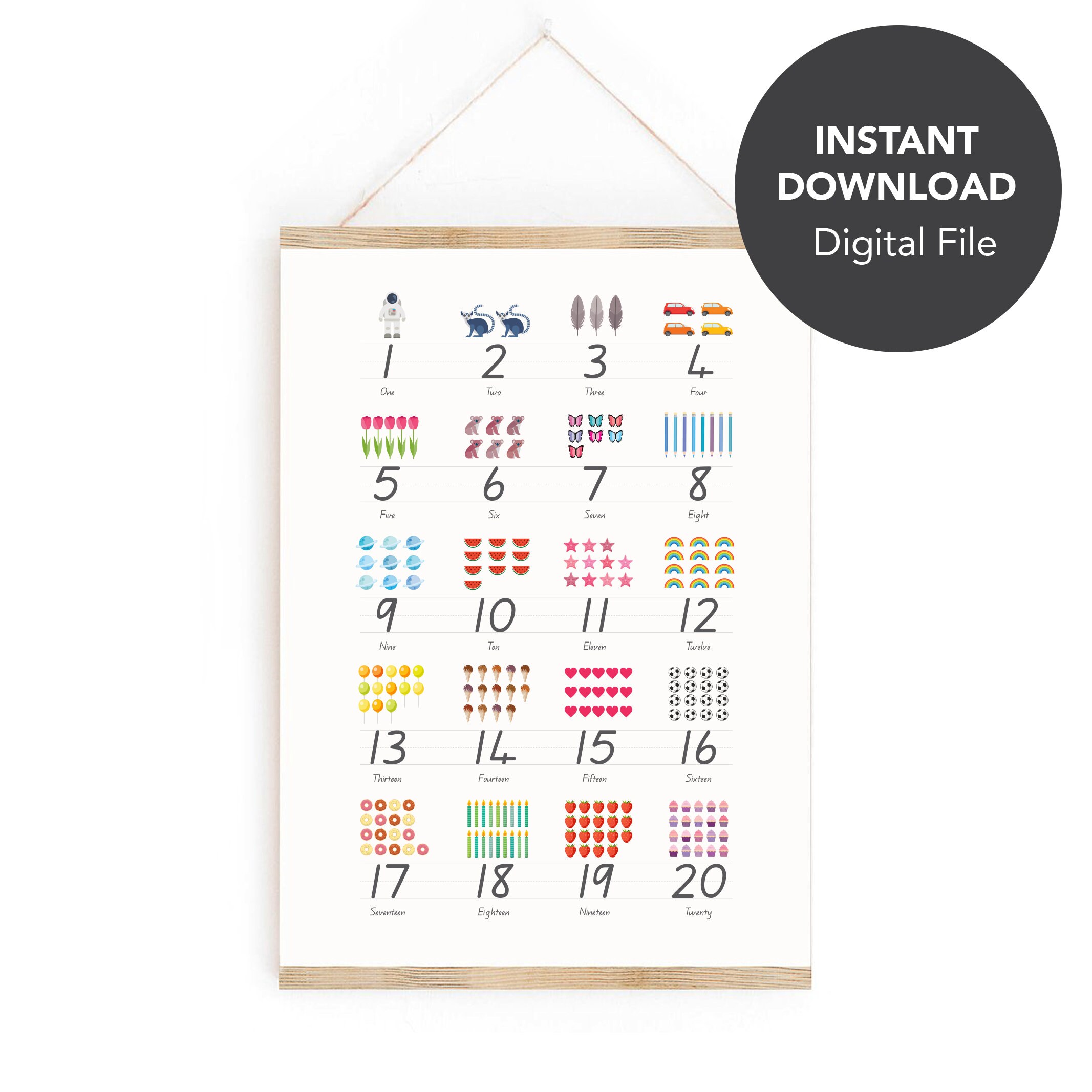 Numbers Counting Poster Instant Download Printable Kids - Etsy