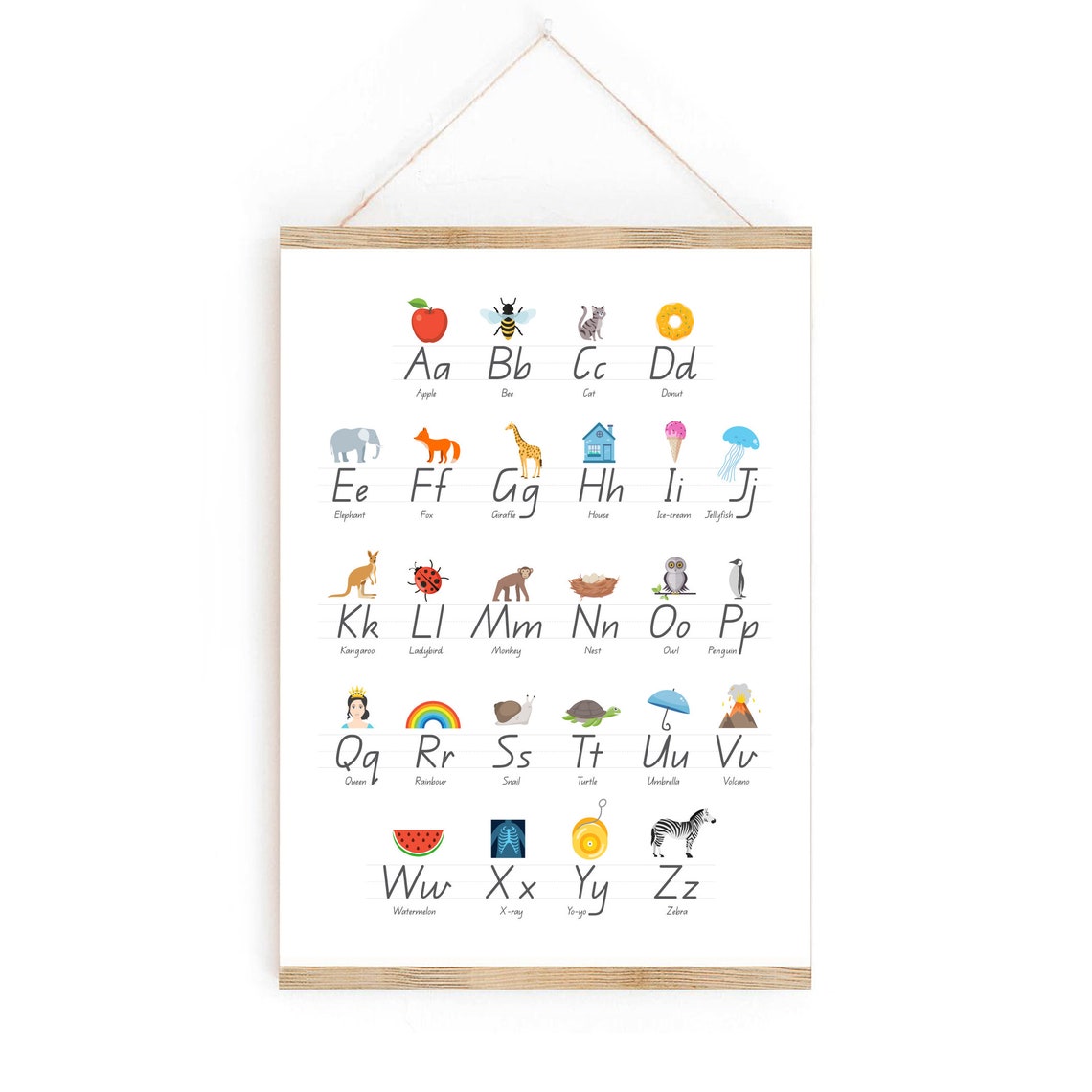 Alphabet Poster Cursive ABC Poster Alphabet Print Childs - Etsy Australia