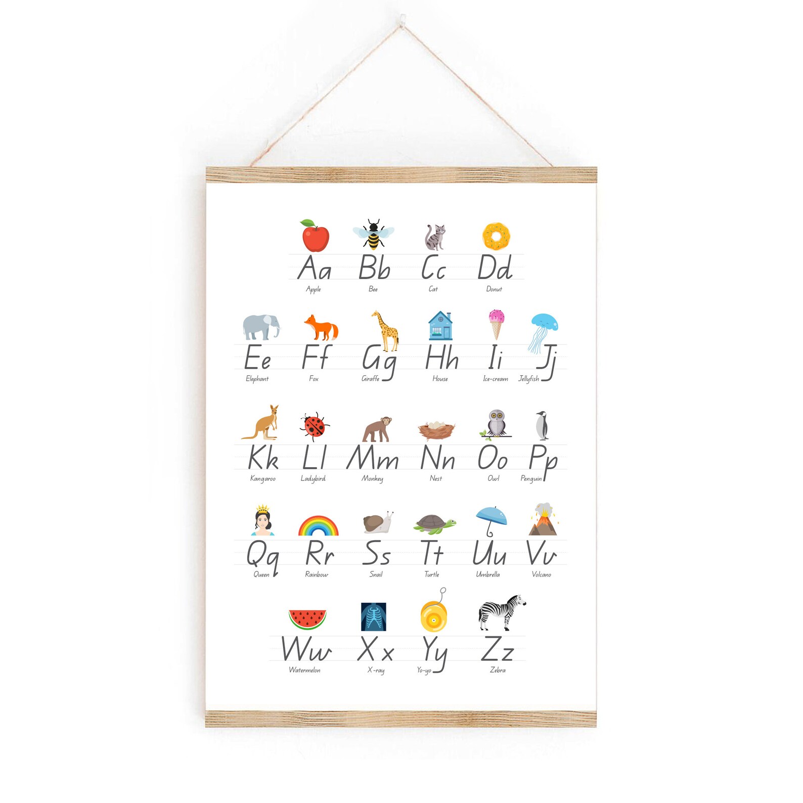 Alphabet Poster Cursive ABC Poster Alphabet Print Childs - Etsy Australia