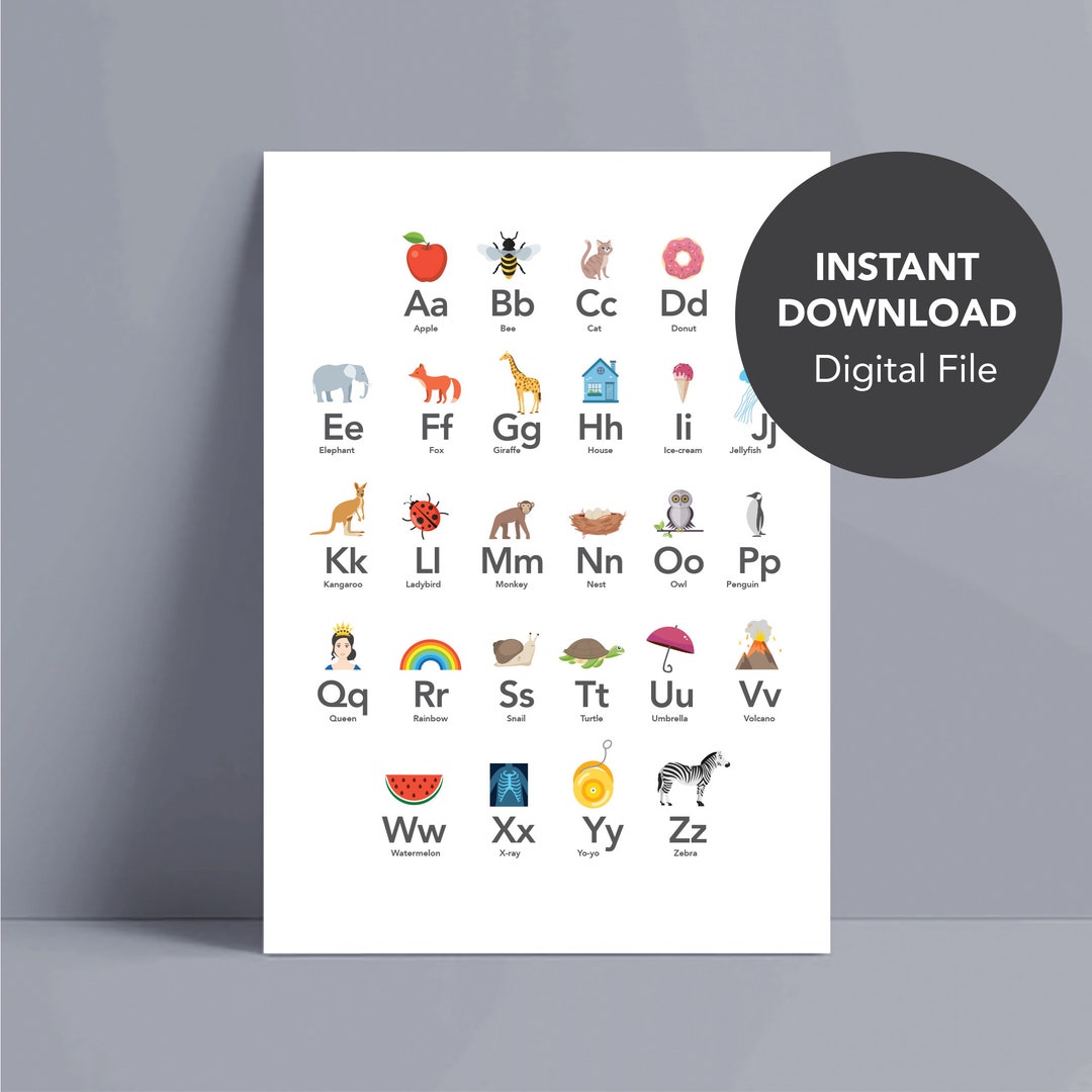 Alphabet Print, A-z Poster, ABC Poster, Educational, Digital Download ...