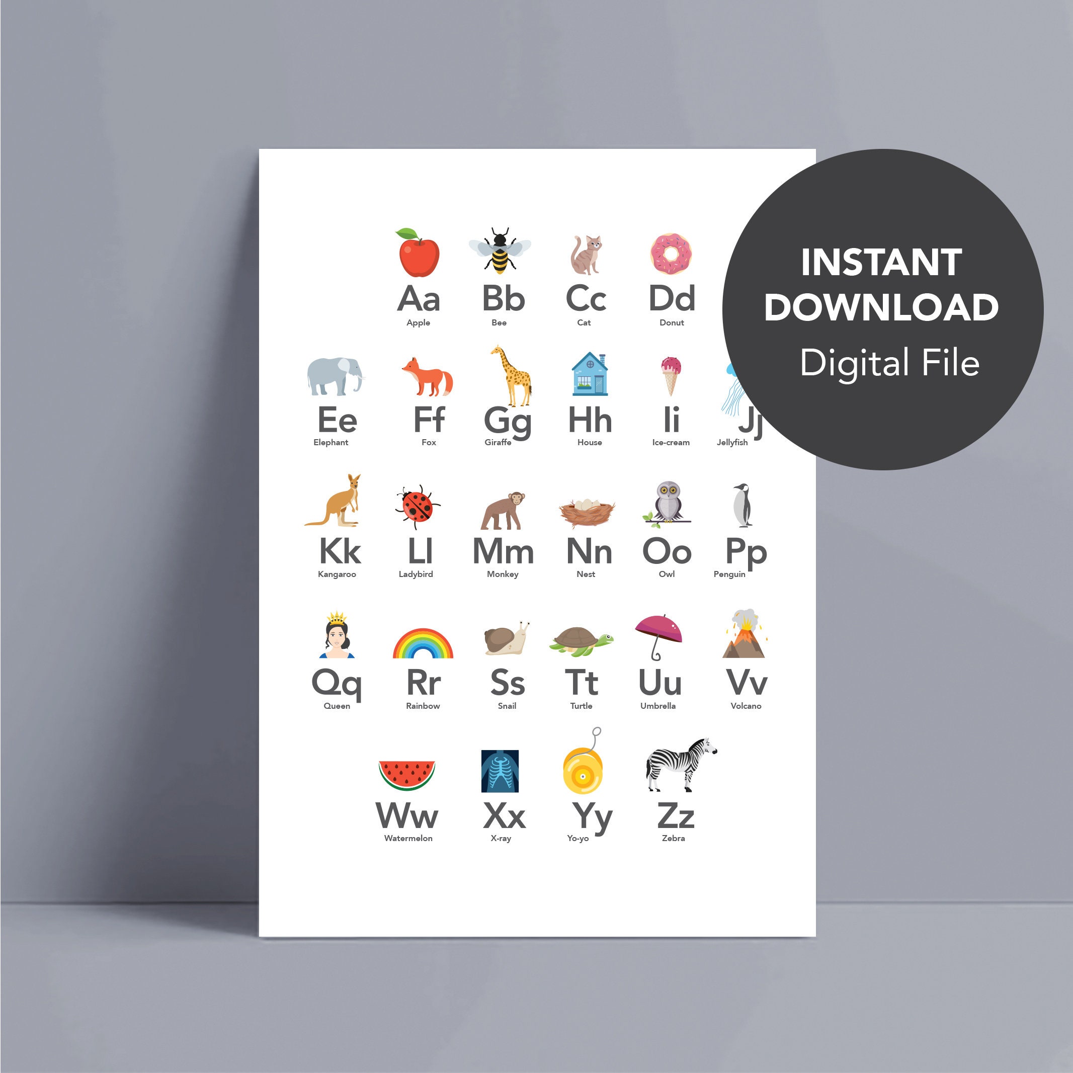 Alphabet Print, A-z Poster, ABC Poster, Educational, Digital Download ...