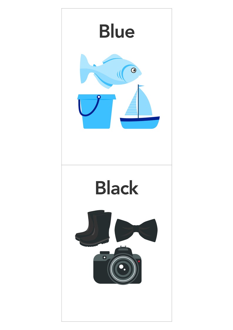 Colours Flash Cards, Digital Download, Color Chart, Educational Game ...