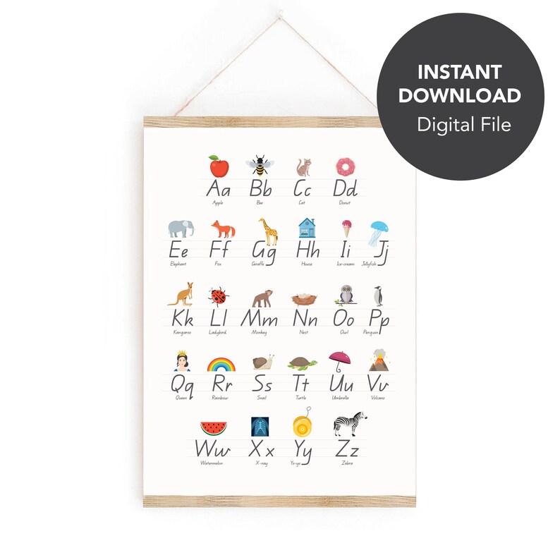 ABC Poster Printable, Alphabet Print Download, Alphabet Wall Art ...