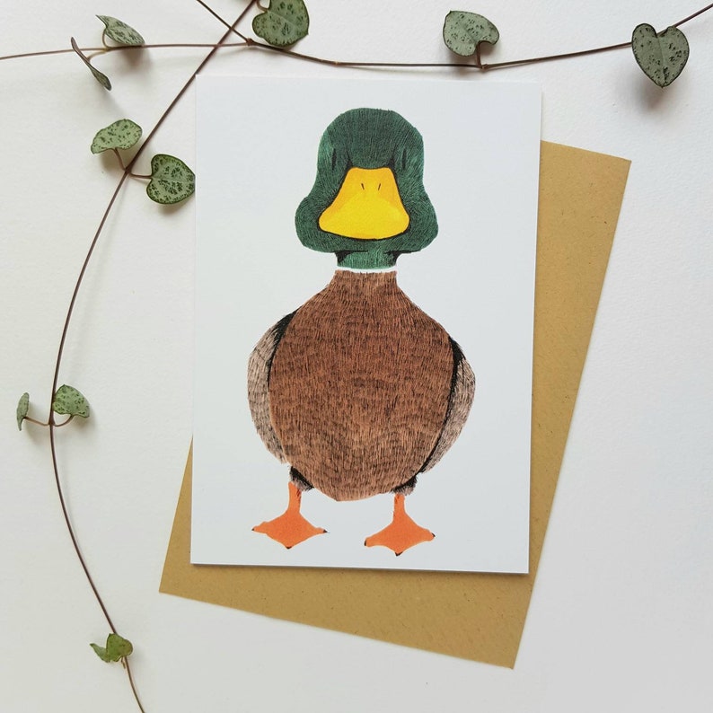 Mallard Duck Greeting Card Hand Illustrated A6 - Etsy