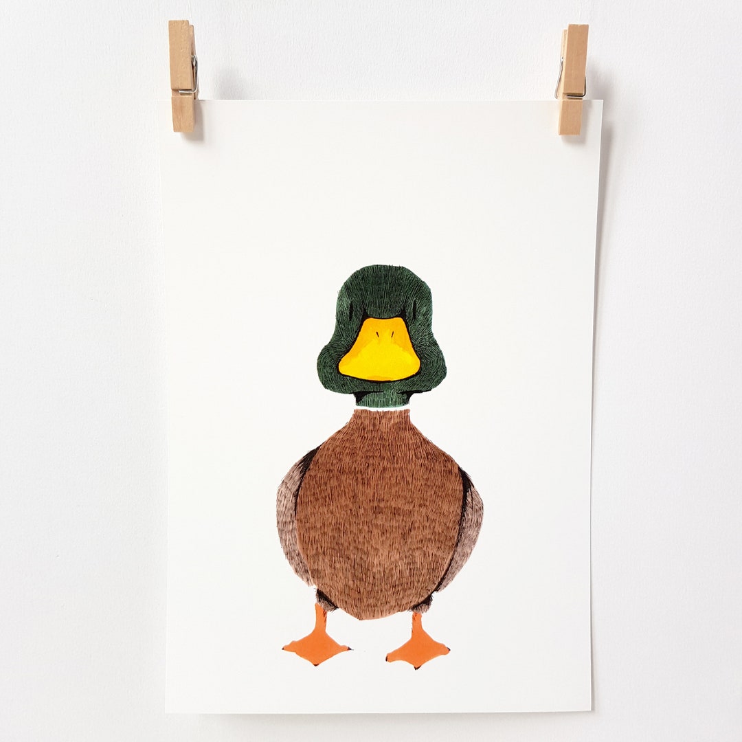 Mallard Duck Digital Print Hand Illustrated A5 - Etsy
