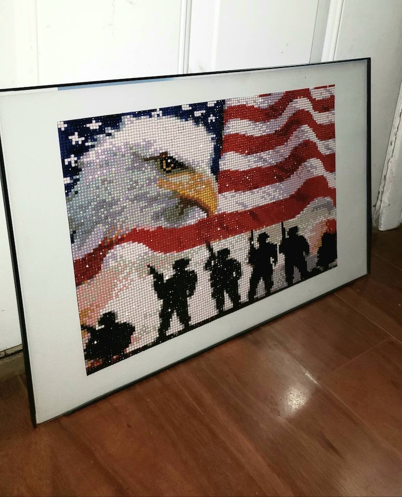Patriotic American flag eagle soldiers victory 5d Diamond Art | Etsy