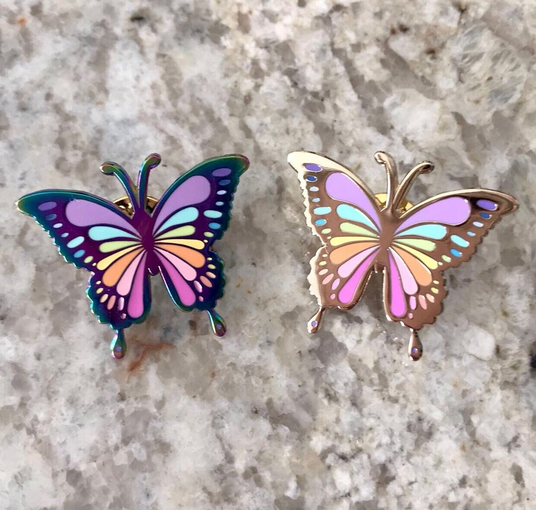 Pastel Rainbow Swallowtail Butterfly Hard Enamel Pin - Etsy