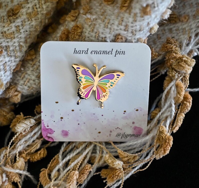 Pastel Rainbow Swallowtail Butterfly Hard Enamel Pin - Etsy
